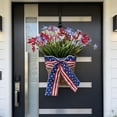 4th of July Patriotic Wreath with Bow - Red White Blue Floral Wreath ...