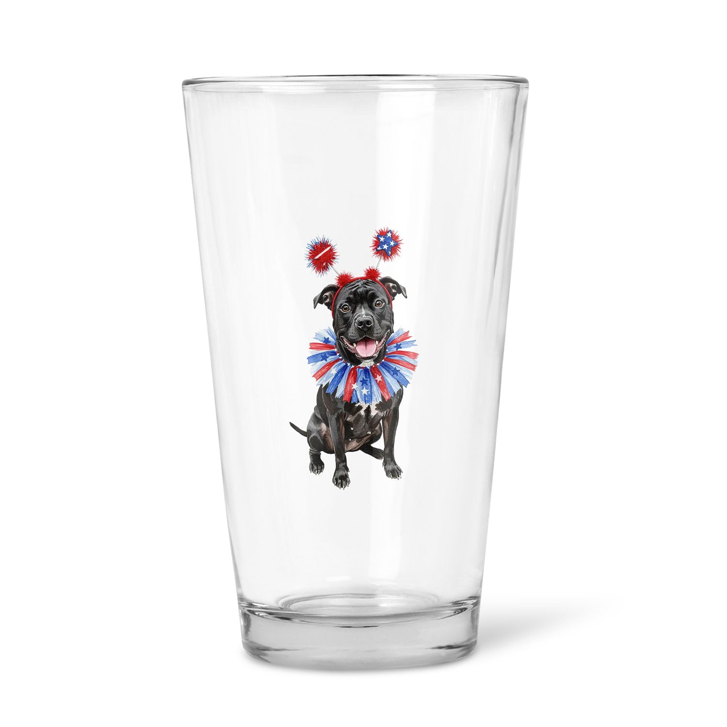 4th of July Pitbull Celebrates Independence Day 16oz Pint Beer Glass ...