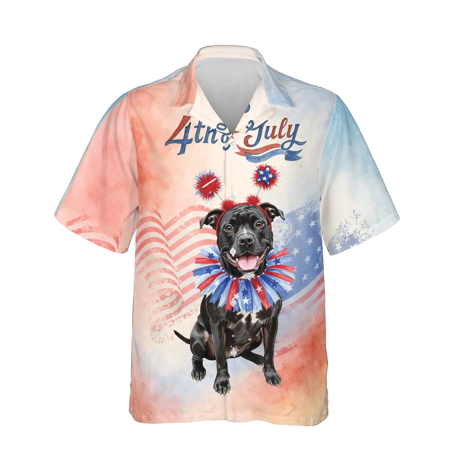 4th of July Pitbull Celebrates Independence Day Hawaiian Shirt ...