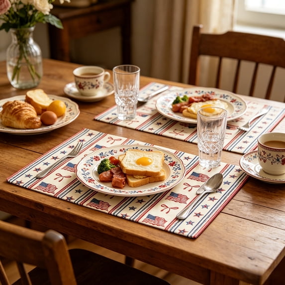 4th of July Placemats 4Pcs,Patriotic American Flag Bow Table Mats,Heat ...