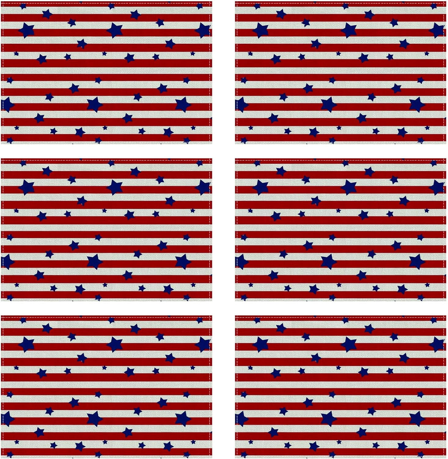 4th of July Placemats Set of 6 Stars Patriotic America Memorial Day ...