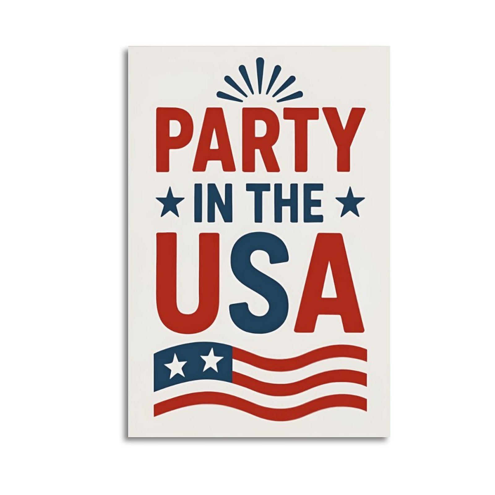 4th of July Poster,Party in The USA Poster Wrapped Wooden Frame Wall ...