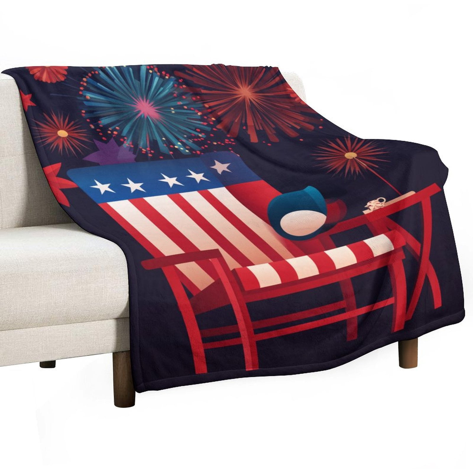4th of July Print Blanket Warm Throw Blanket Soft Flannel Lightweight ...