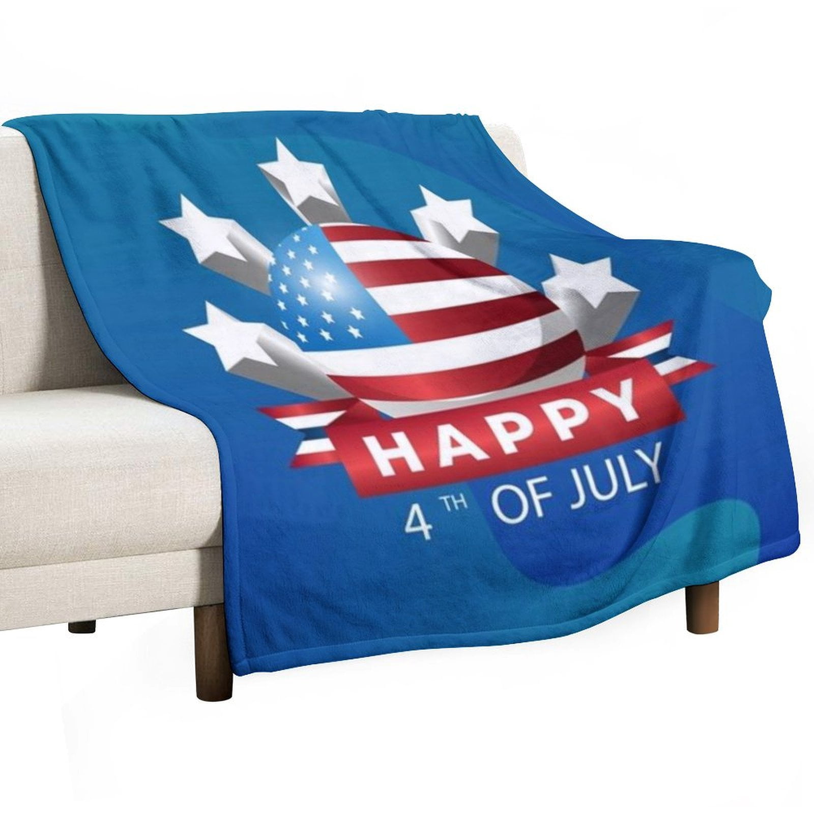4th of July Print Blanket Warm Throw Blanket Soft Flannel Lightweight ...