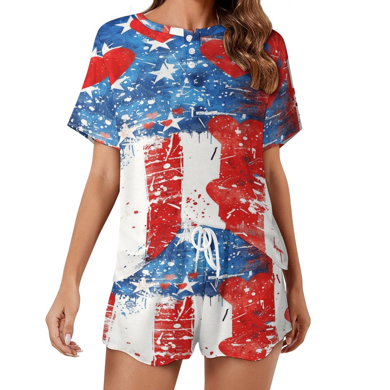 4th of July Print Women'S Pajamas Set Summer Sleepwear Sets 2 Piece ...
