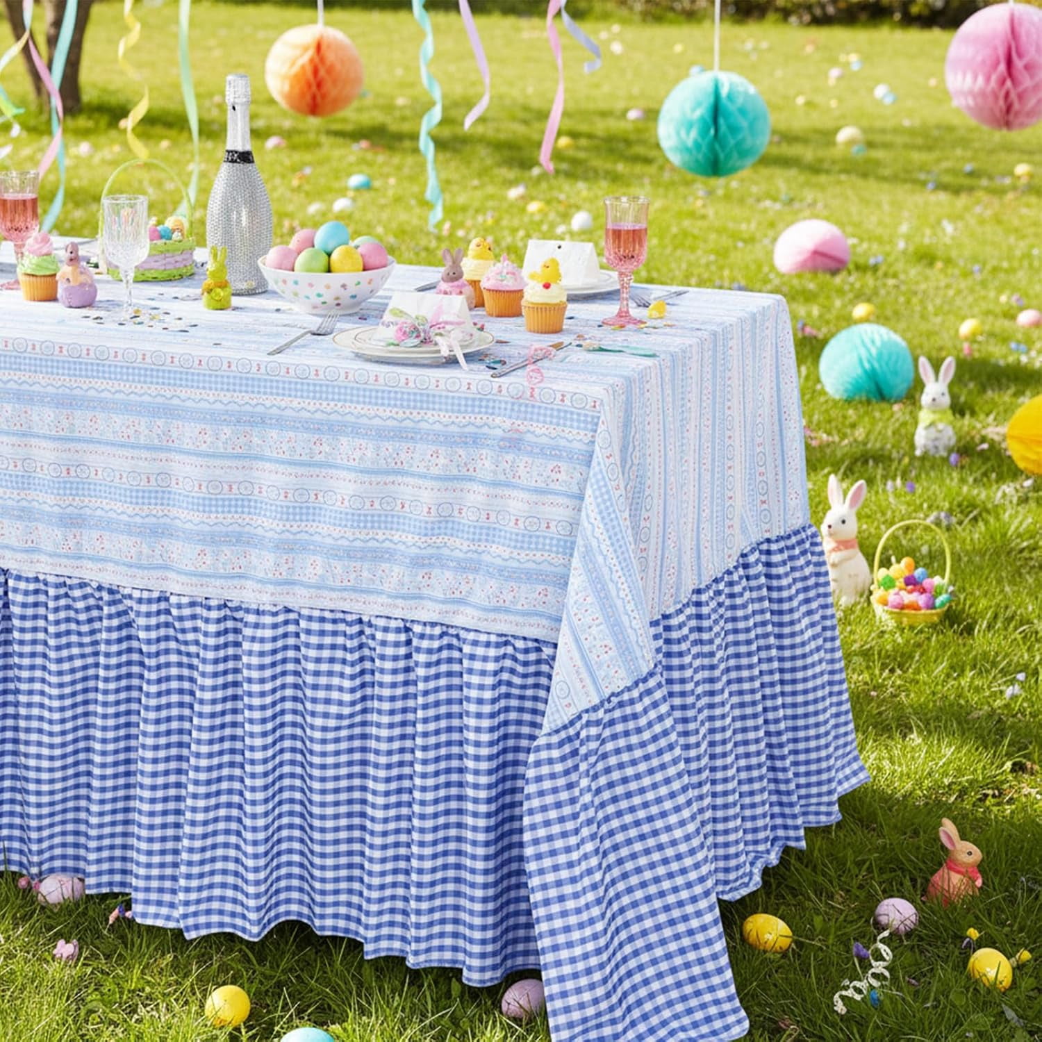 4th of July Red & Blue Striped Tablecloth - 57x120" Waterproof ...