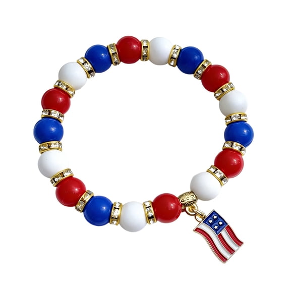 4th of July Red White Blue Beaded Bracelet for Women Men Patriotic ...