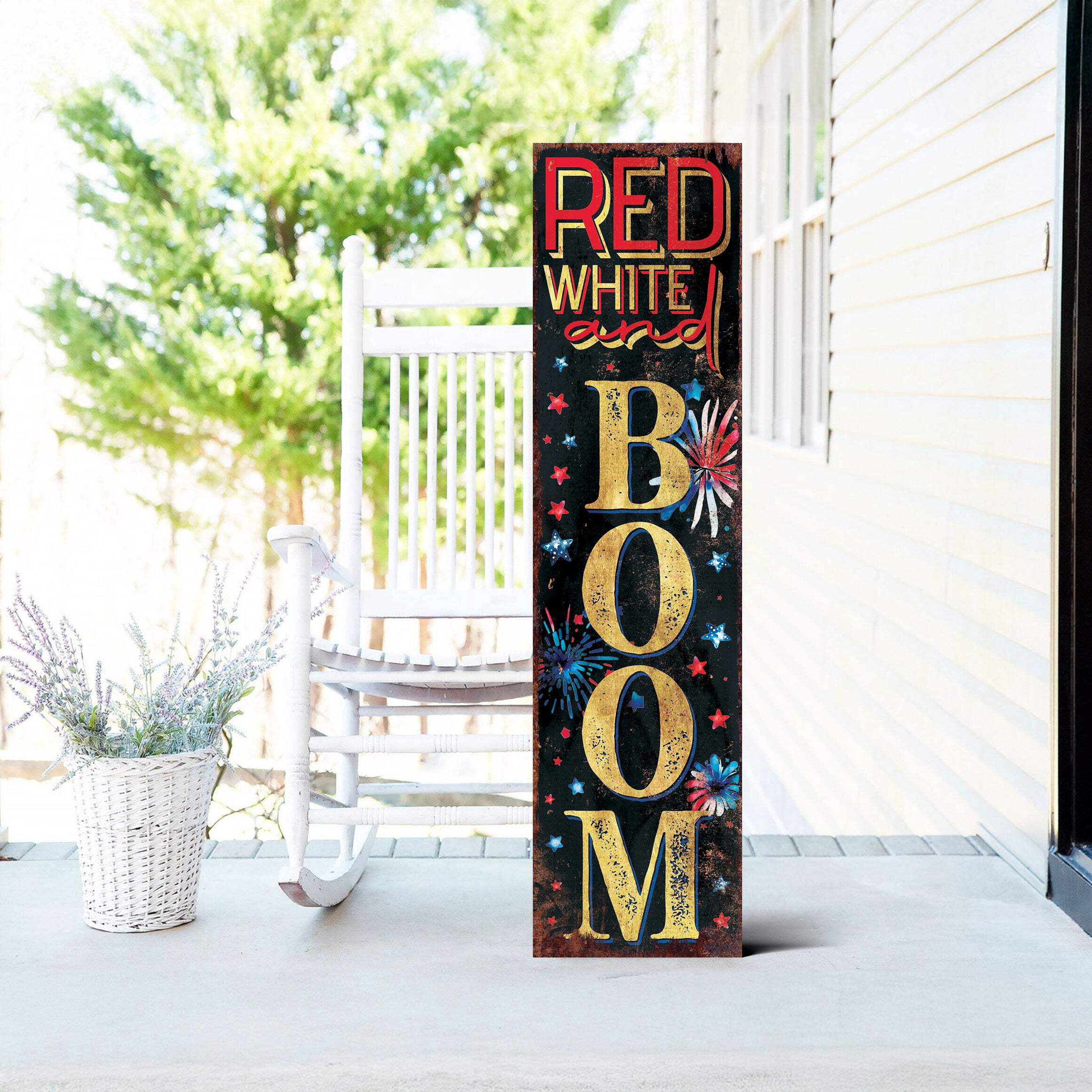 4th of July Red White and Boom Porch Sign Entryway Decor | UV Print ...