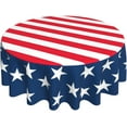 4th of July Round Tablecloth 60 Inches Patriotic Table Cloth Washable ...