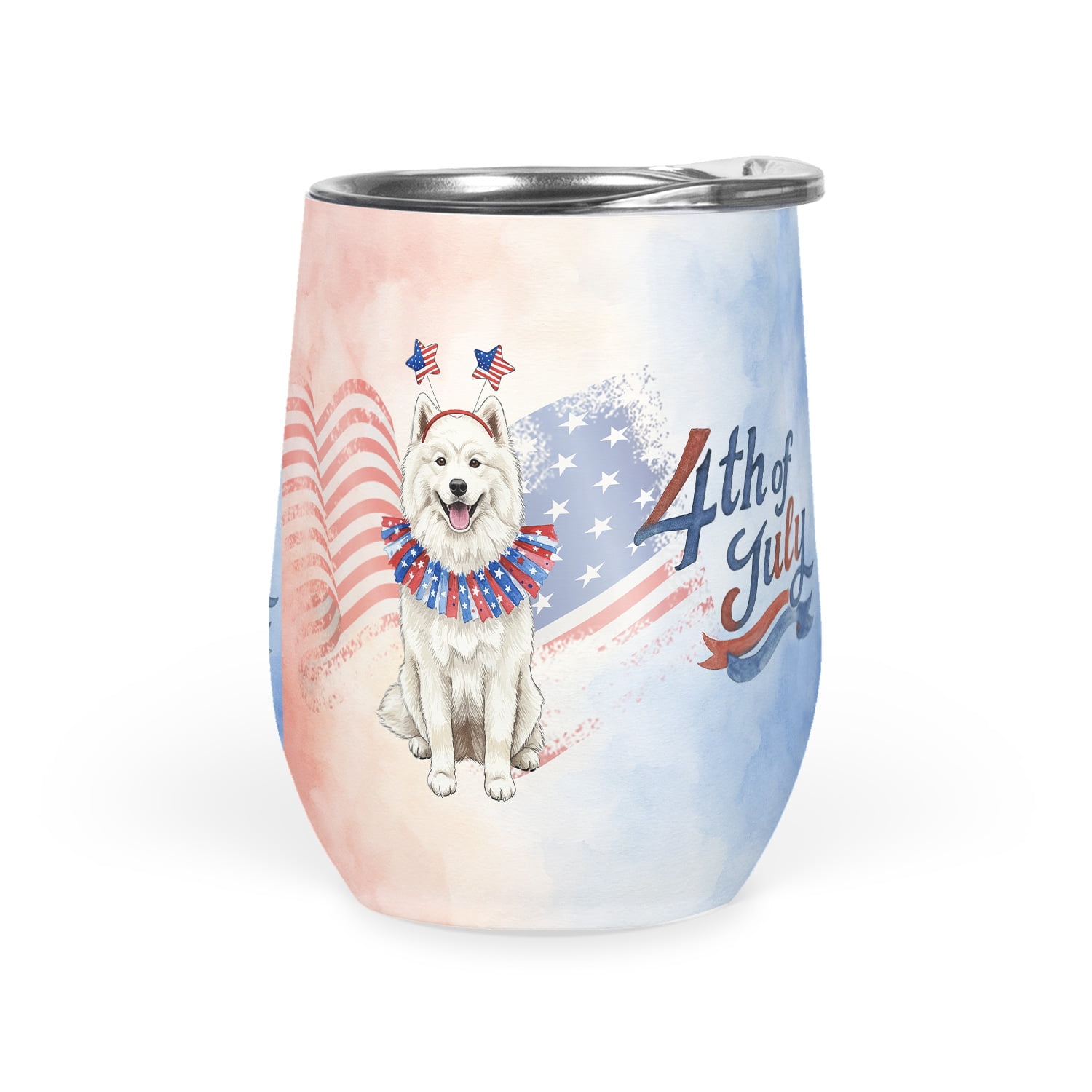 4th of July Samoyed Celebrates Independence Day 12oz Stainless Steel ...