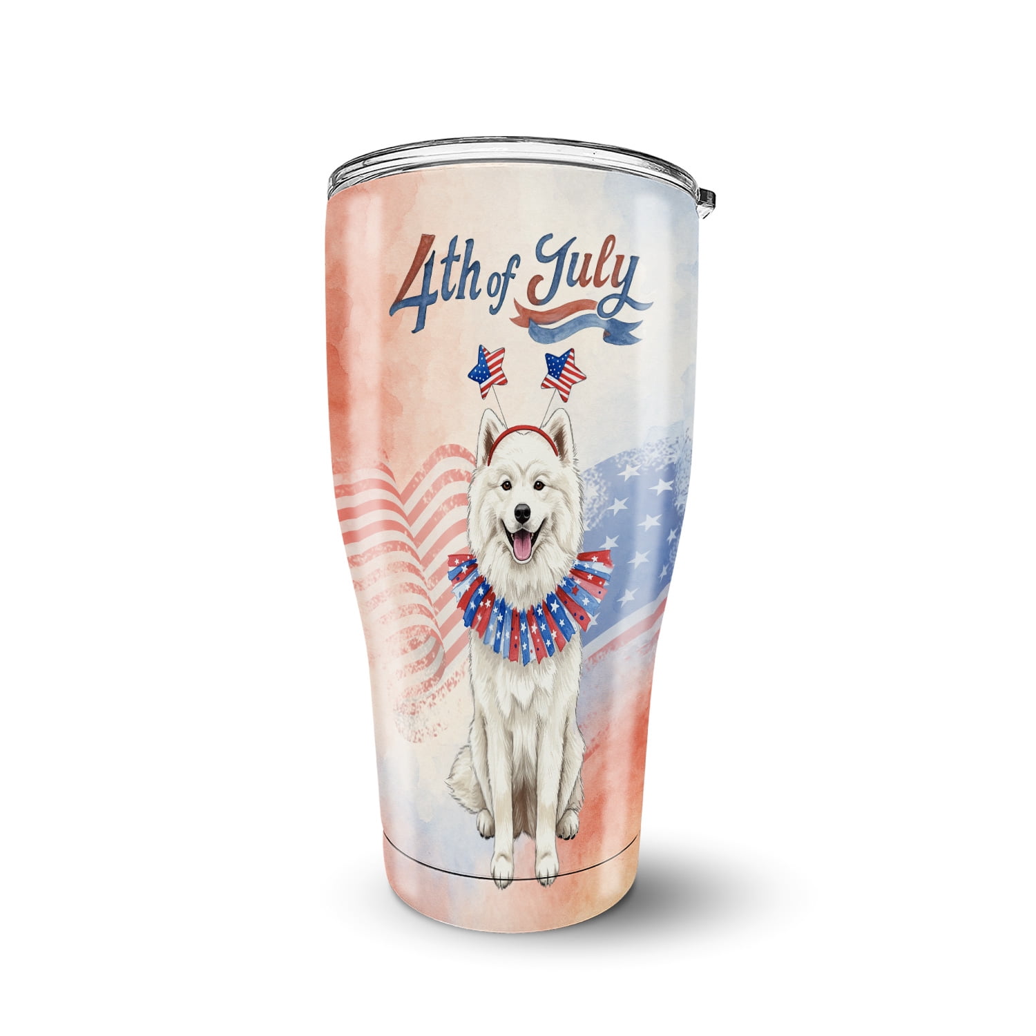 4th of July Samoyed Celebrates Independence Day 30oz Stainless Steel ...