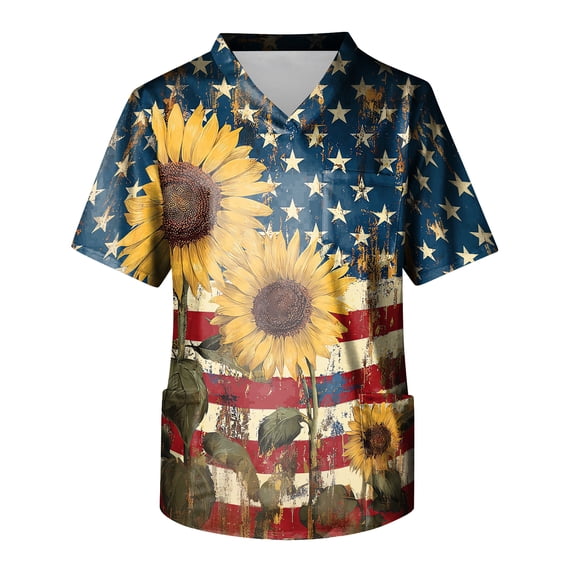 4th of July Scrub Top for Men - 1776-2026 250th Anniversary USA Stretch ...