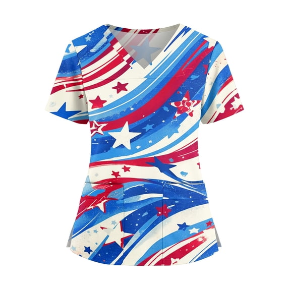 4th of July Scrub Tops Women Vneck USA 1776 - 2026 250th Anniversary ...