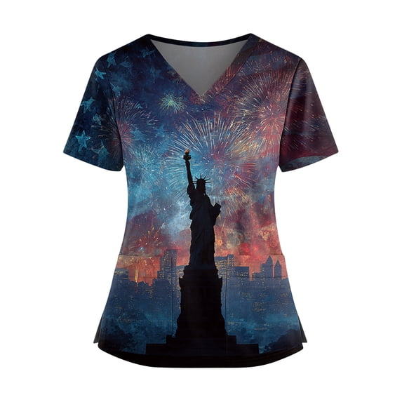 4th of July Scrub Tops Women Vneck USA 1776 - 2026 250th Anniversary ...