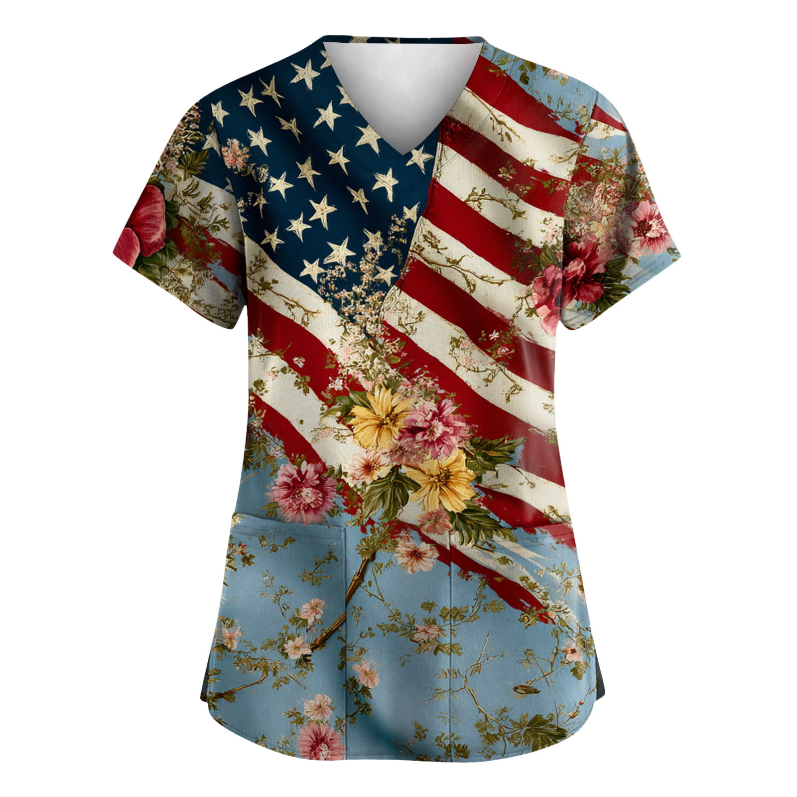 4th of July Scrub Tops for Women 250 Anniversary USA Soft Stretch V ...