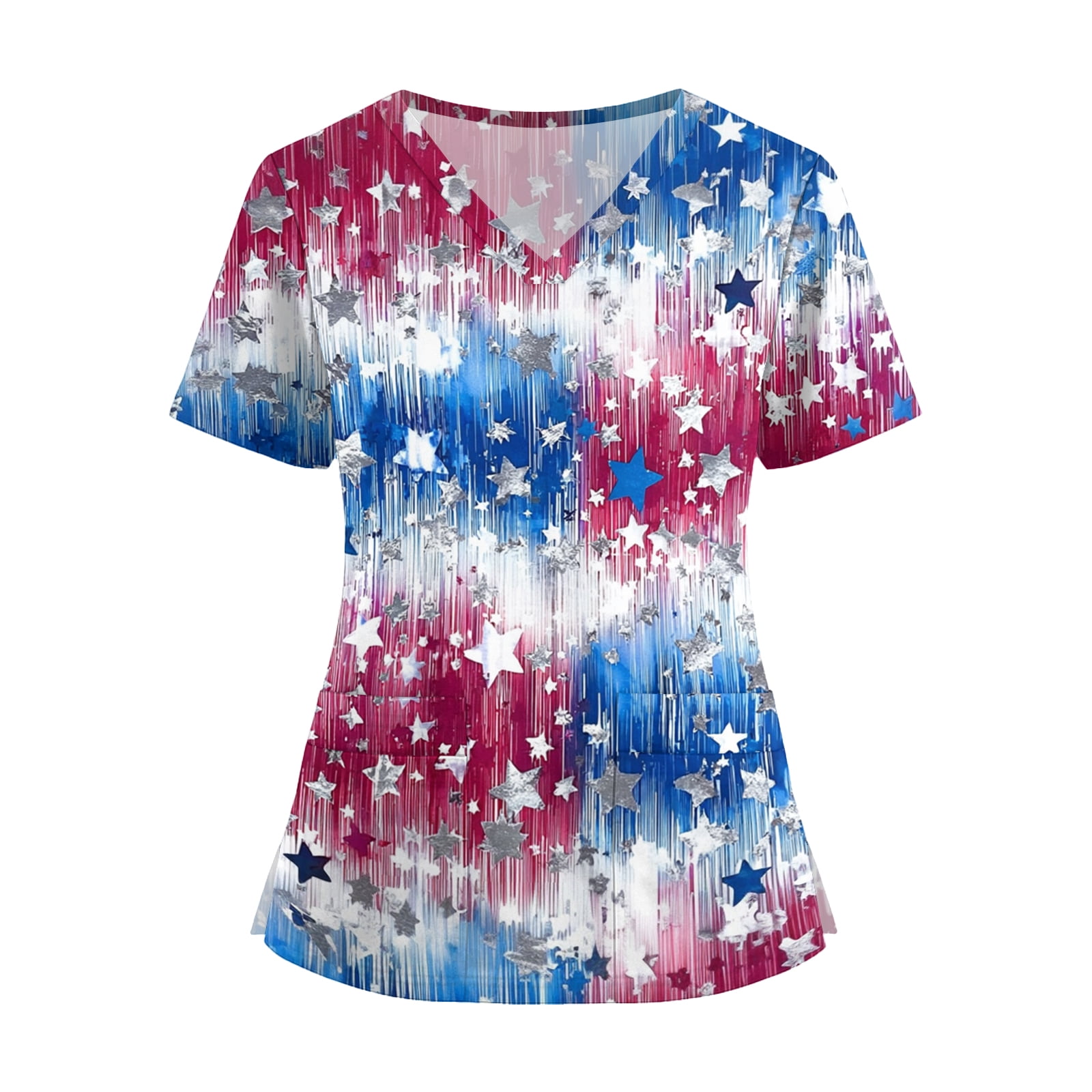 4th of July Scrub Tops for Women 250th Anniversary USA Short Sleeve ...
