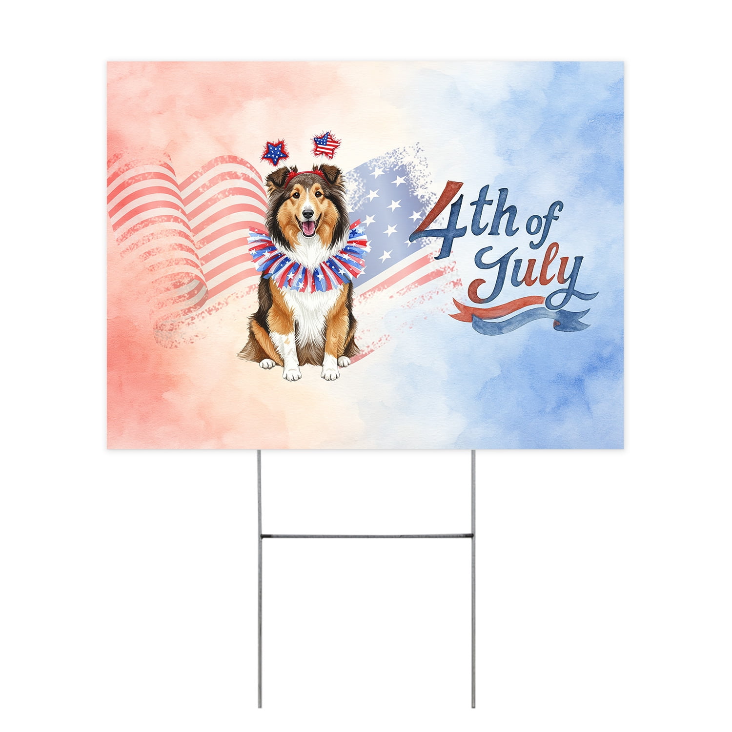 4th of July Shetland Sheepdog Celebrates Independence Day Yard Sign ...