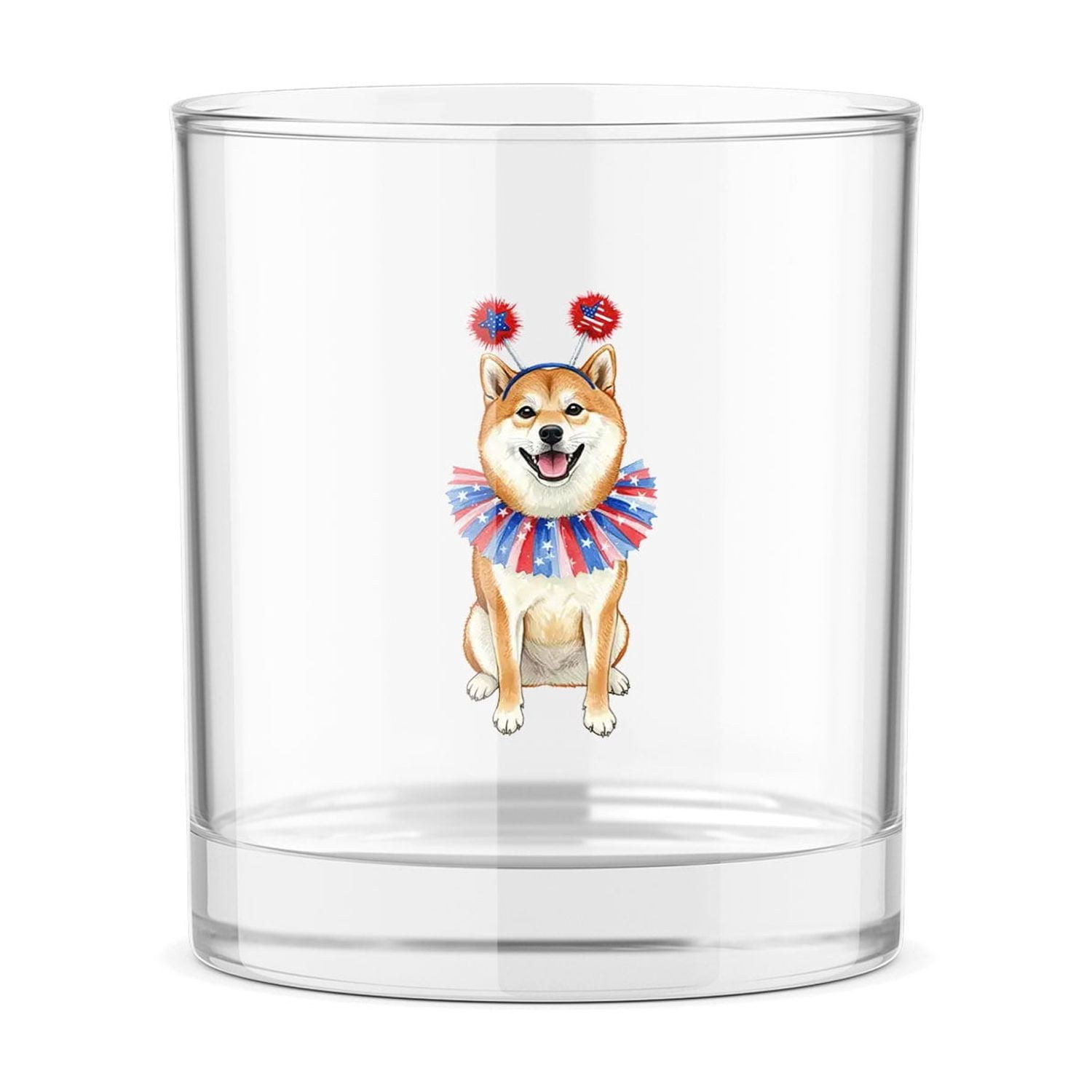4th of July Shiba Inu Celebrates Independence Day 11oz Whiskey Glass ...