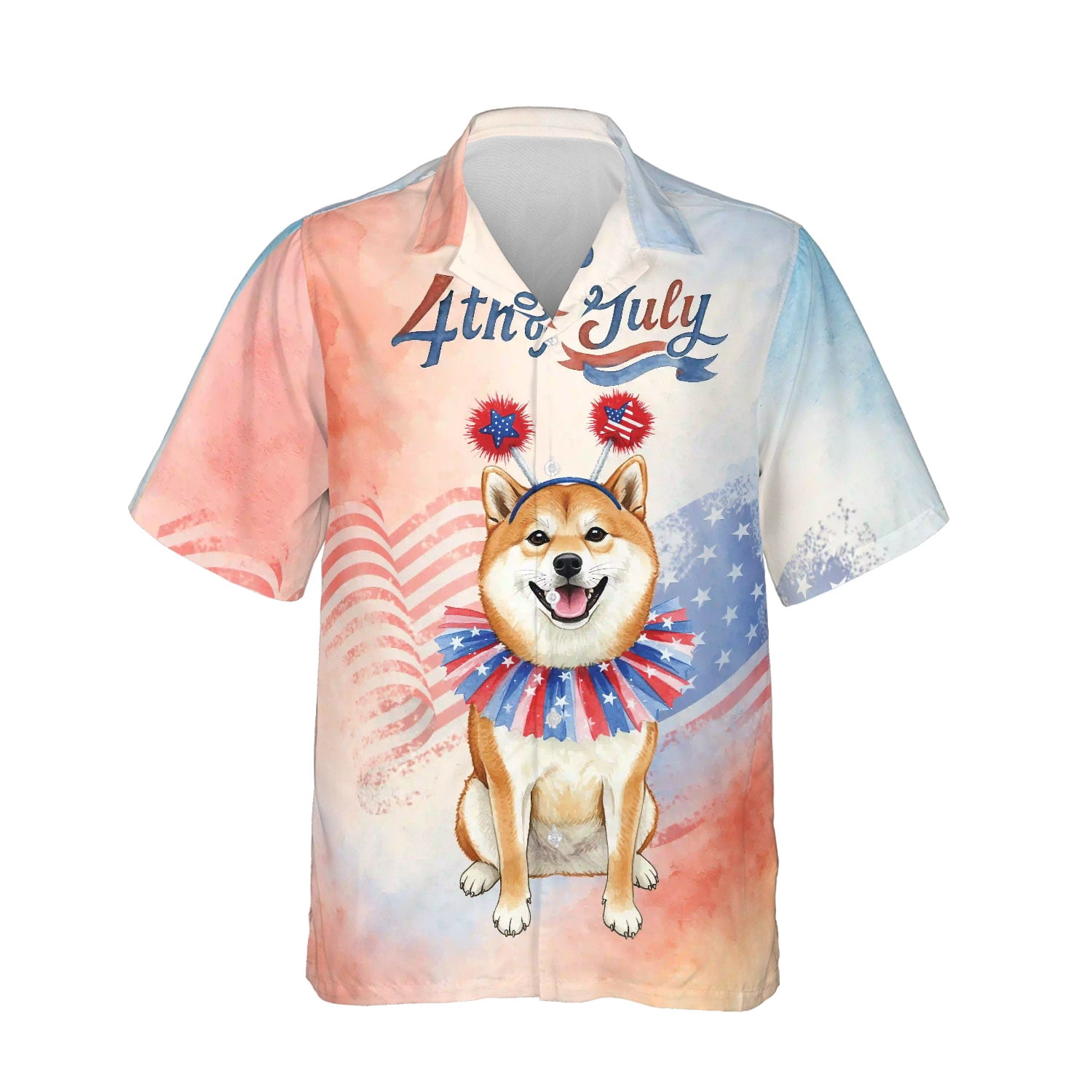 4th of July Shiba Inu Celebrates Independence Day Hawaiian Shirt ...