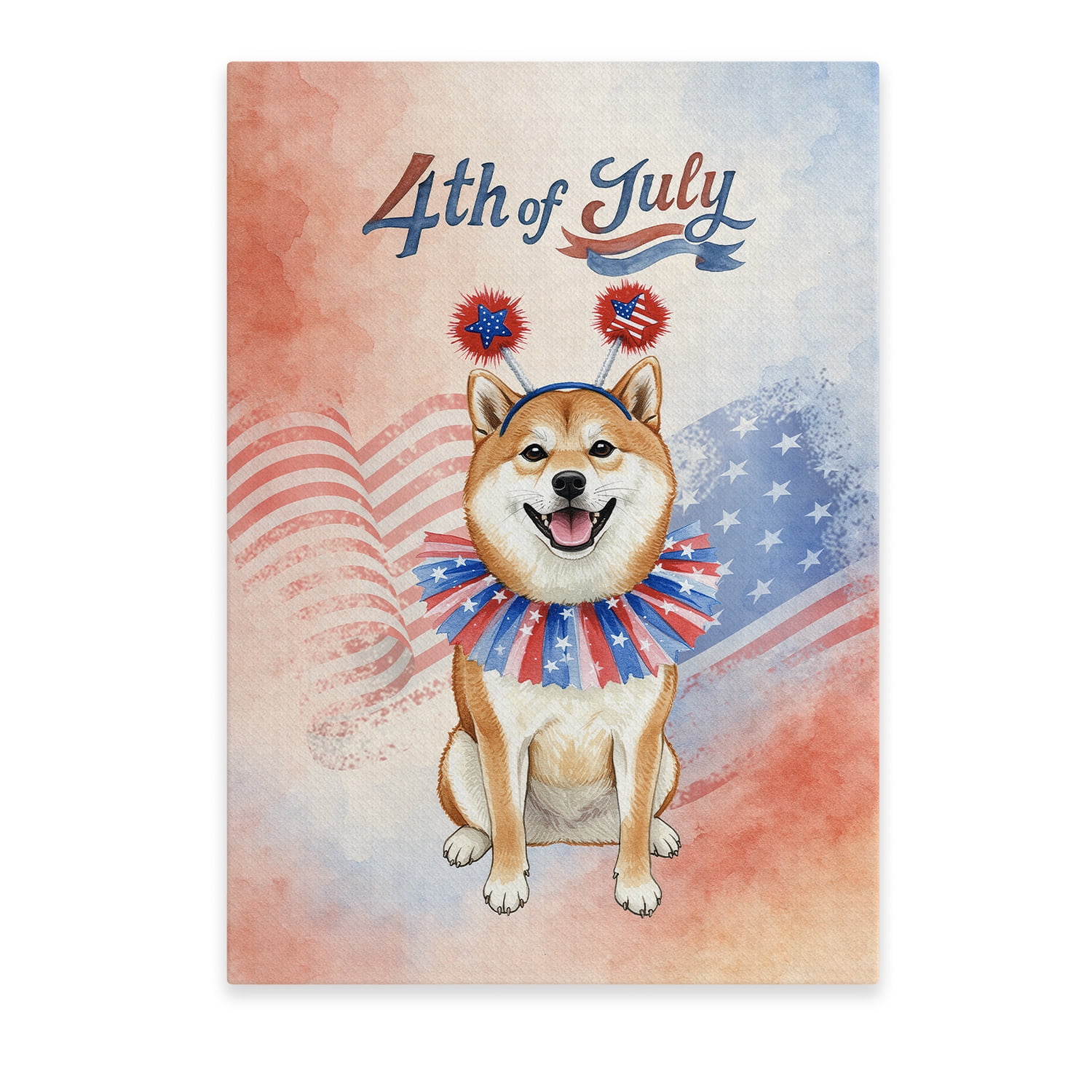 4th of July Shiba Inu Celebrates Independence Day Vertical Matte Canvas ...