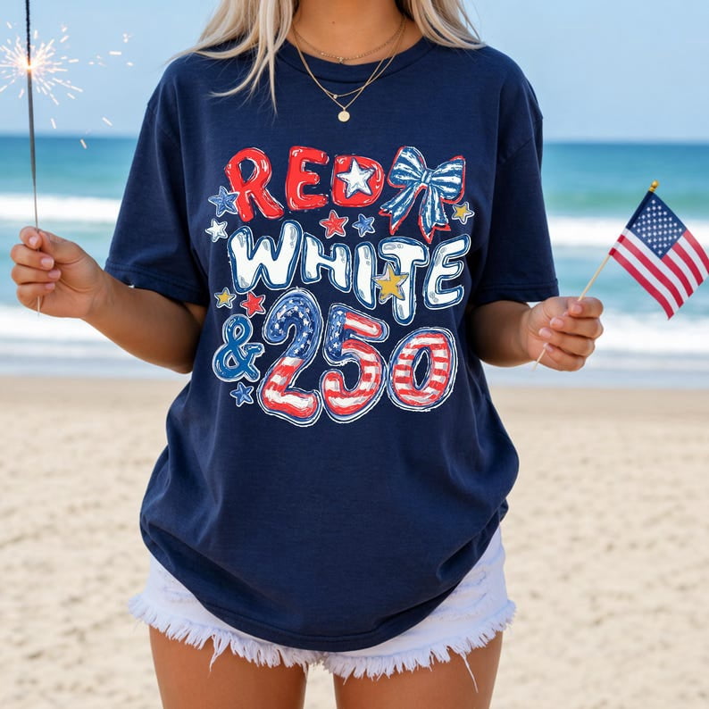 4th of July Shirt, 250th Anniversary USA Shirt, Red White Blue Tee ...