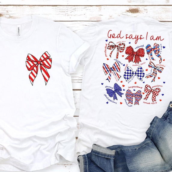 4th of July Shirt Memorial Day Shirt Christian American Tee Coquette ...