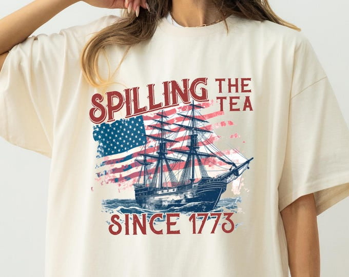 4th of July Shirt: Spilling the Tea USA Flag Tee - Walmart.com