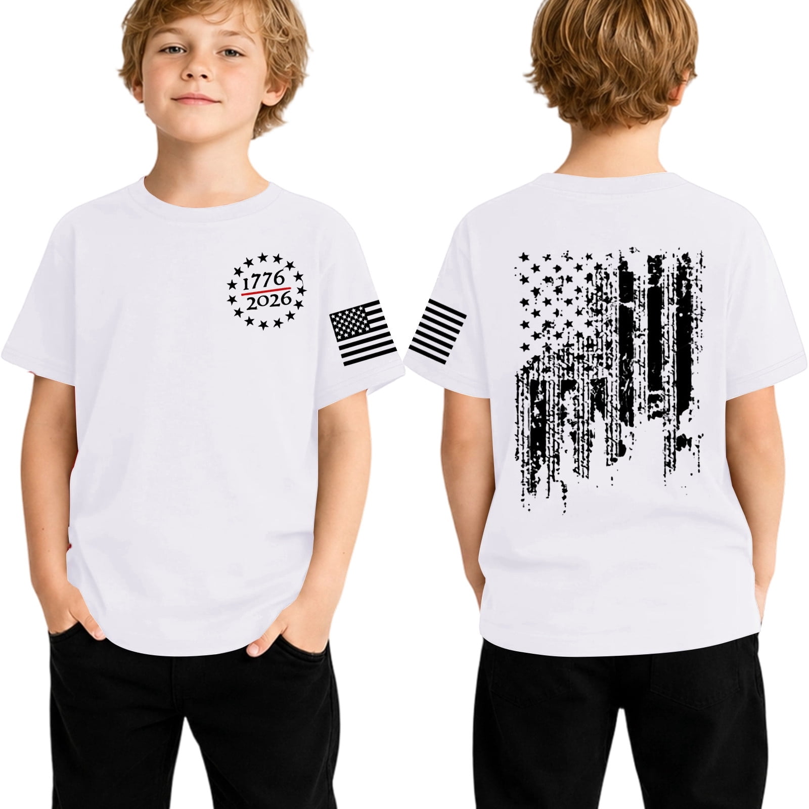 4th of July Shirts Toddler Boys Girls American Flag USA T-Shirt Kids ...