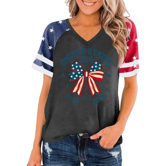 4th of July Shirts Women Casual Short Sleeve With Independence Day ...