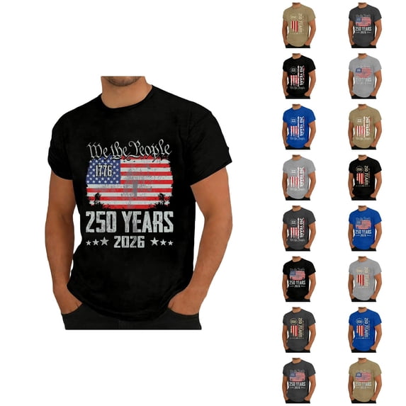 4th of July Shirts for Men 2026 Short Sleeve Crewneck Patriotic Shirt ...