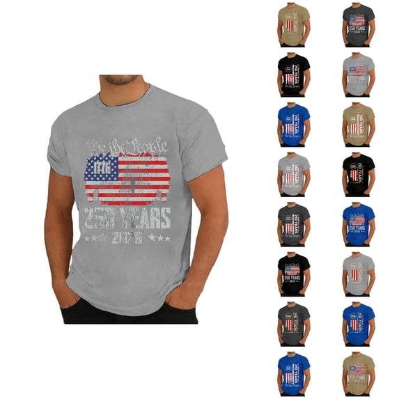 4th of July Shirts for Men 2026 Short Sleeve Crewneck Patriotic Shirt ...