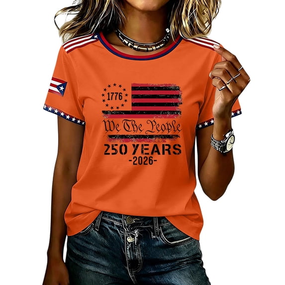 4th of July Shirts for Women 1776-2026 Short Sleeve Crew Neck Tops ...