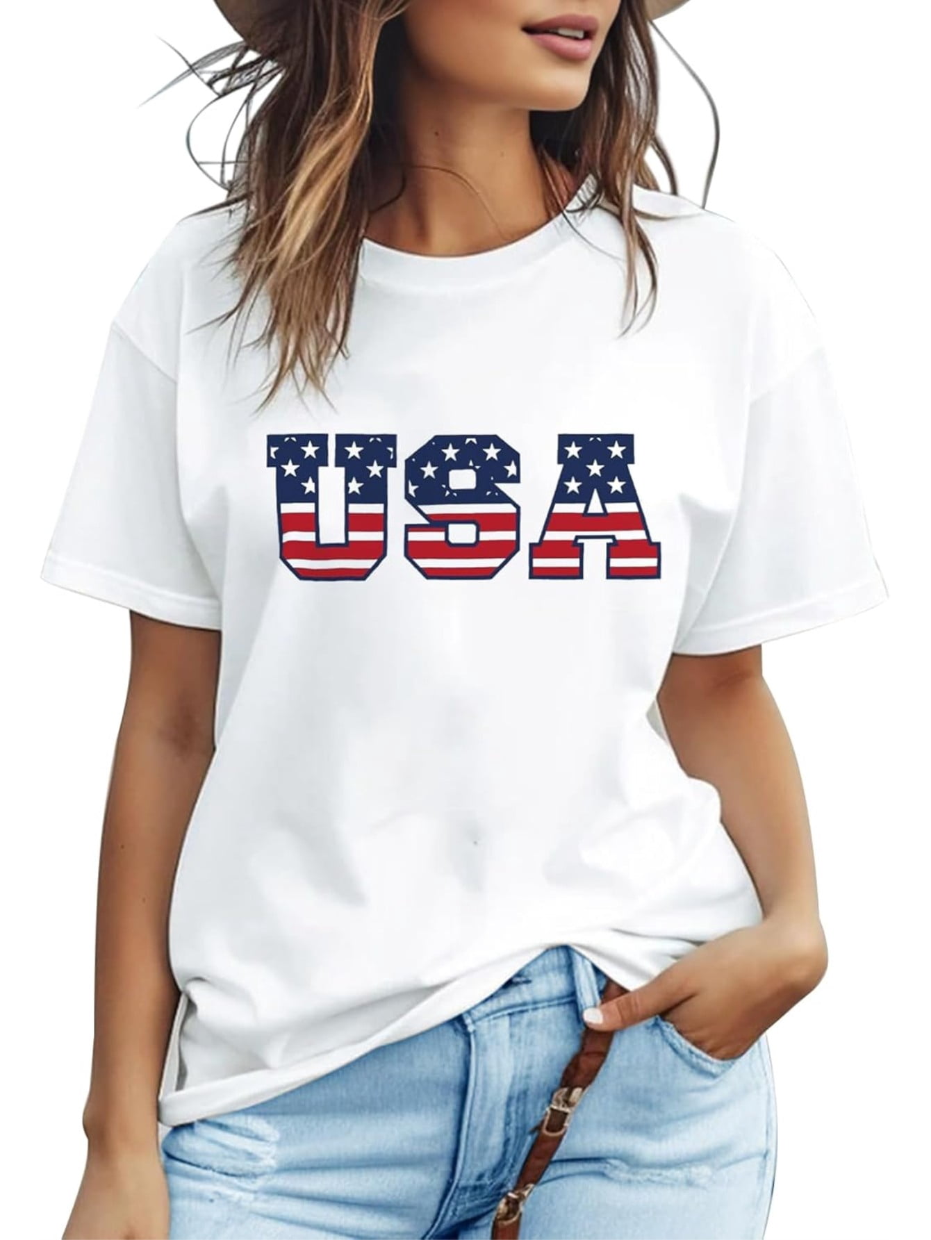 4th of July Shirts for Women Patriotic t Shirts American Flag Graphic ...