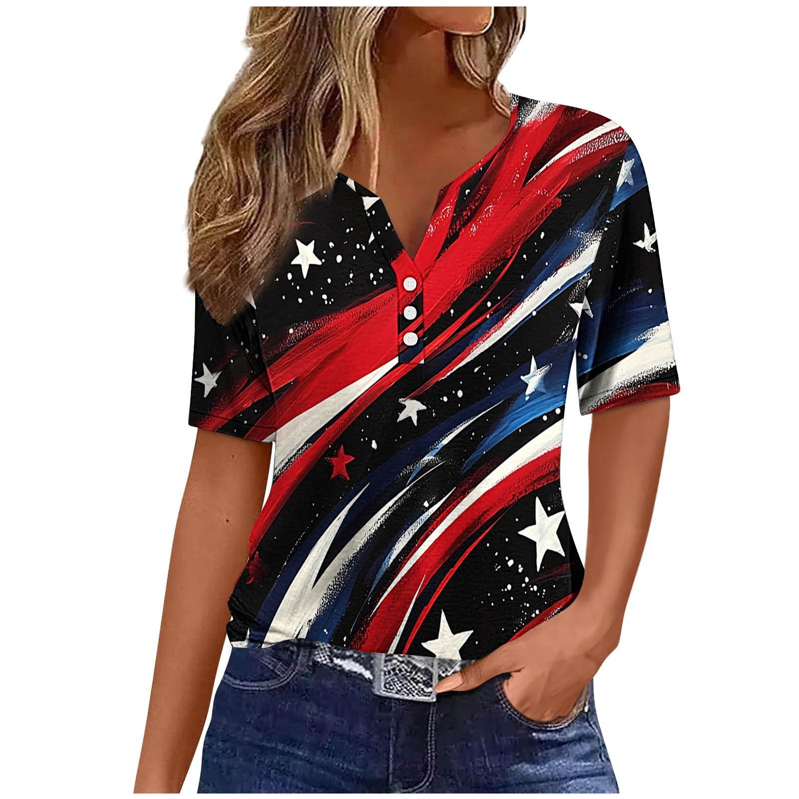 4th of July Shirts for Women Summer Graphic Tees American Flag ...