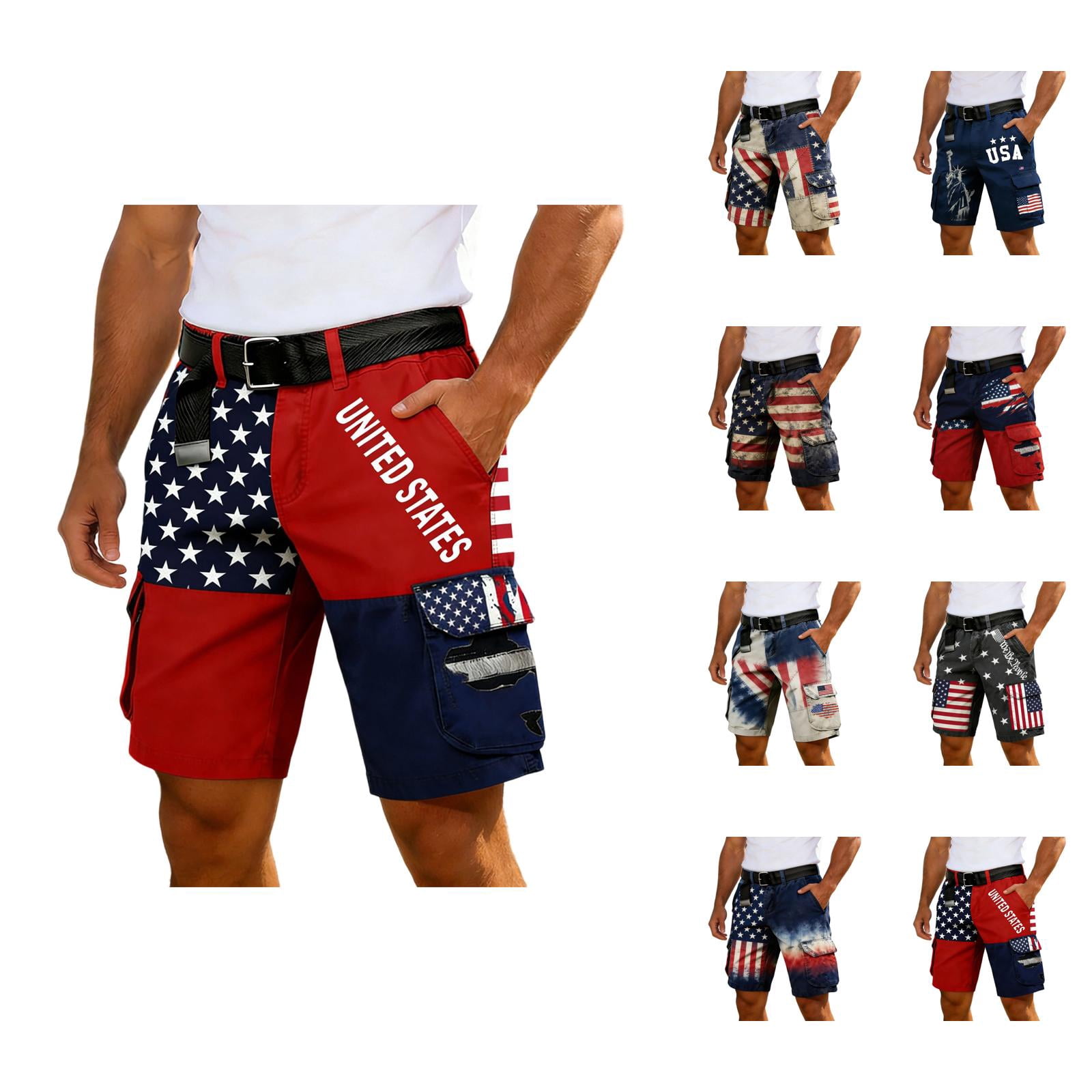 4th of July Shorts Men Independence Day America Flag Print Patriotic ...