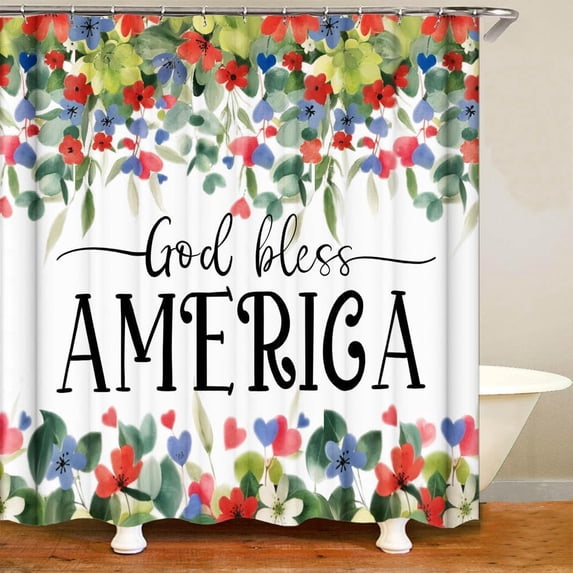4th of July Shower Curtain God Bless America Shower Curtain America ...