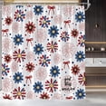 4th of July Shower Curtain Patriotic Red Blue Floral Bow Daisy Fabric ...