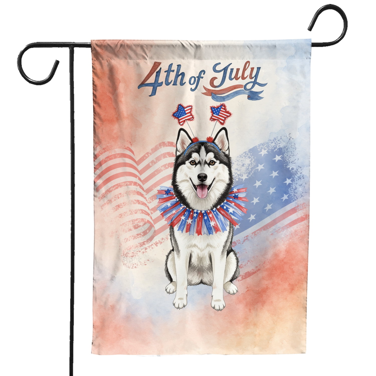 4th of July Siberian Husky Celebrates Independence Day Garden Flag ...
