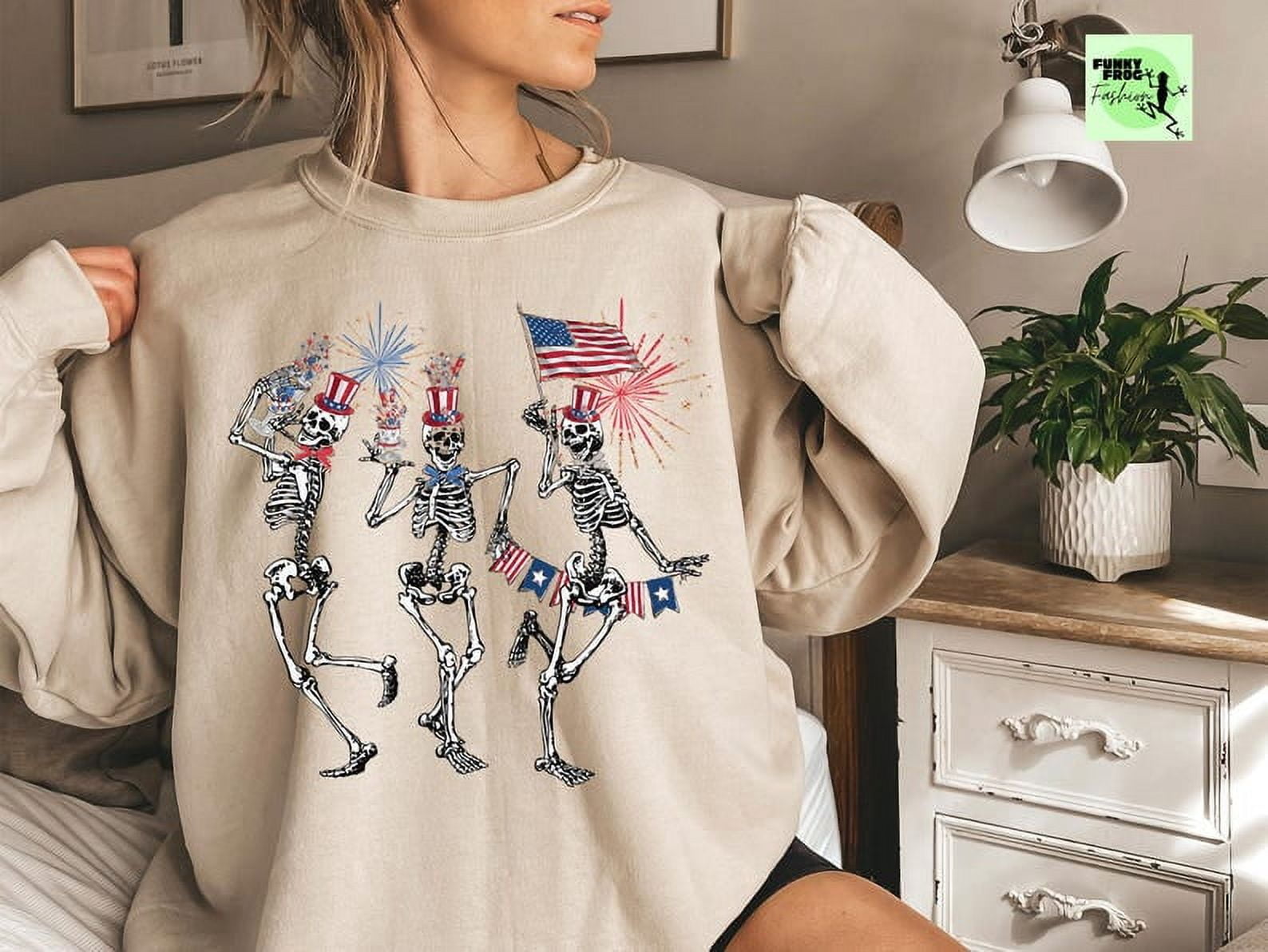 4th of July Skellies, 4th of July Sweat, Dancing Skeleton Sweat ...