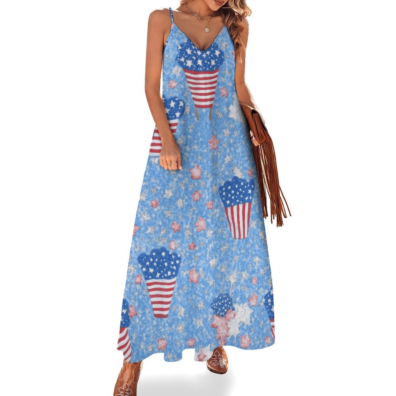 4th of July Sleeveless Dress Woman Fashion Long Dresses Women's Summer ...