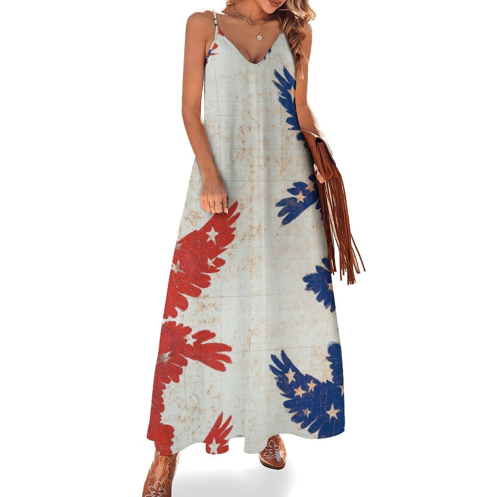 4th of July Sleeveless Dress Woman Fashion Long Dresses Women's Summer ...