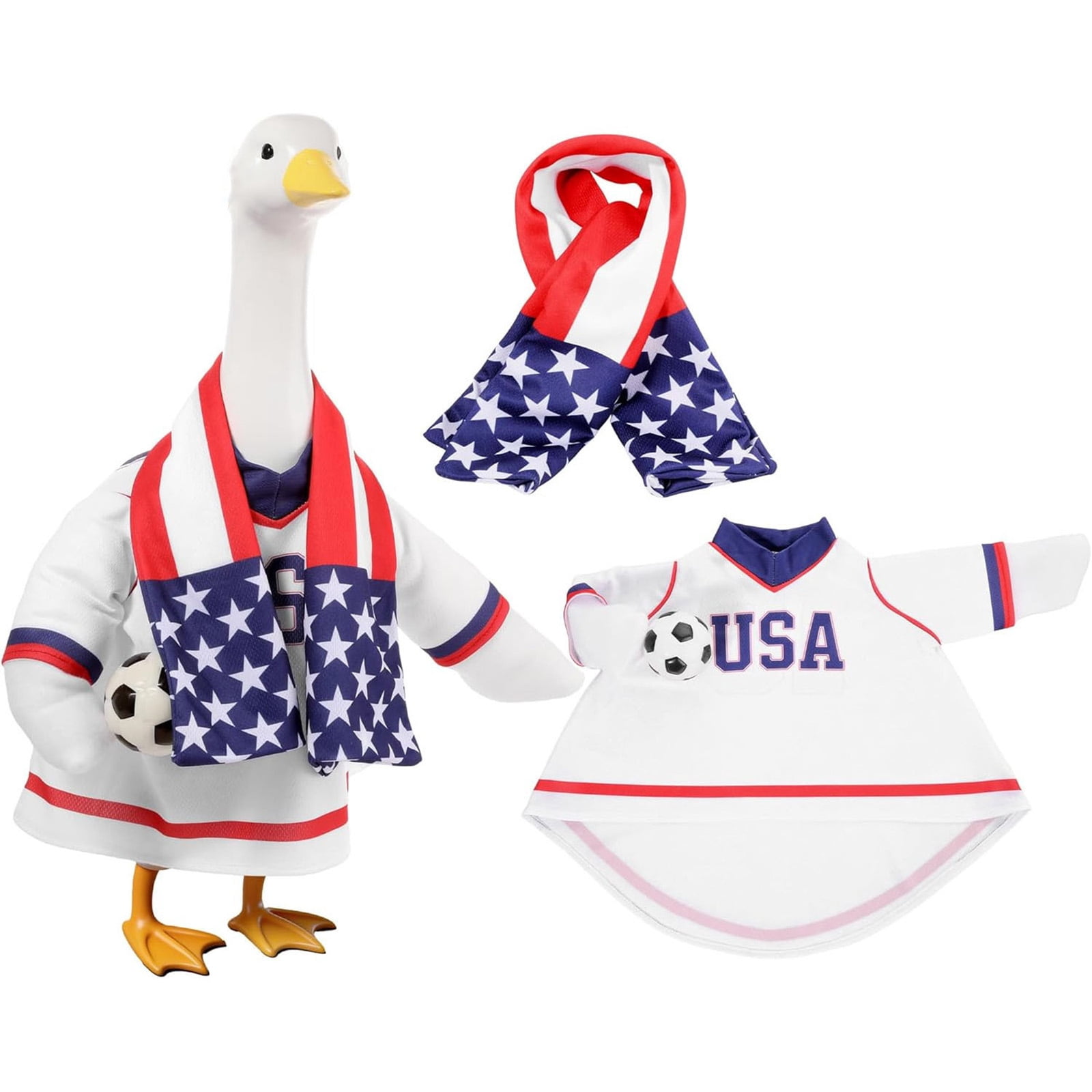 4th of July Soccer Scarf Outfit for 23 Inch Porch Goose Bird USA Flag ...