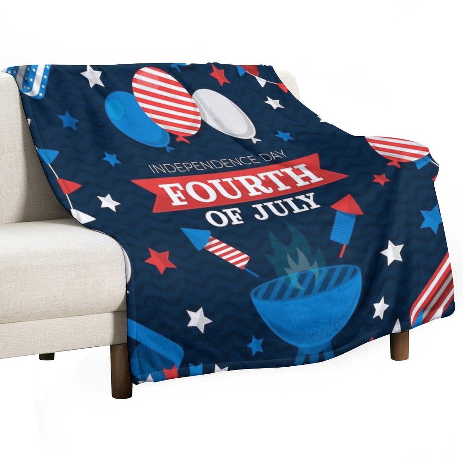 4th of July Soft Print Blanket Throw Blankets Warm Cozy Lightweight ...