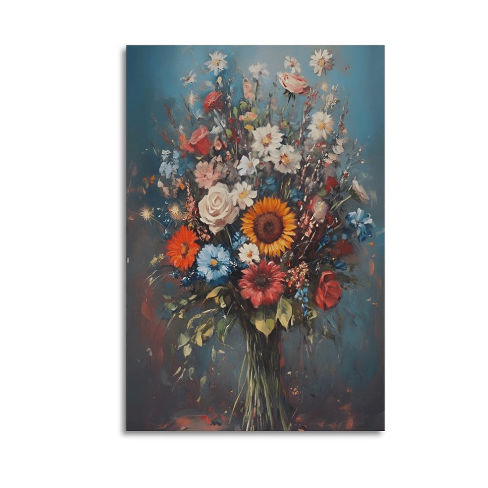 4th of July Sparkler & Floral Wall Art – Patriotic Bouquet Poster ...