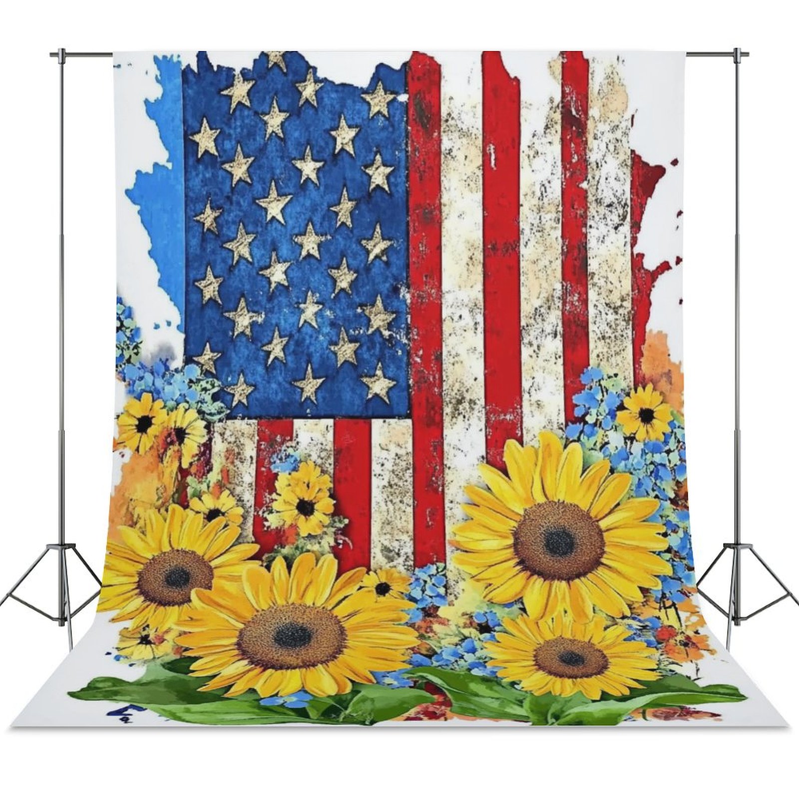 4th of July Spring Wall Backdrop Background Floral Backdrops 5x7FT ...