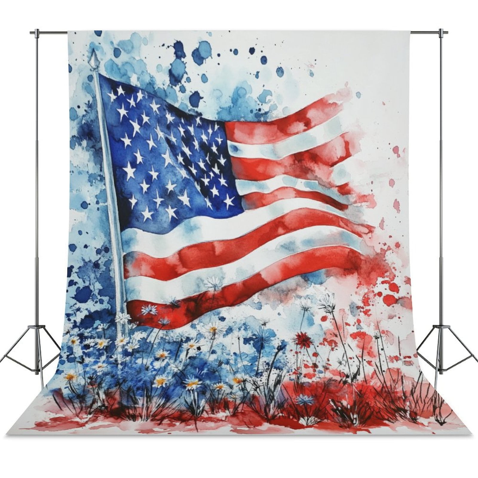 4th of July Spring Wall Backdrop Background Floral Backdrops 5x7FT ...