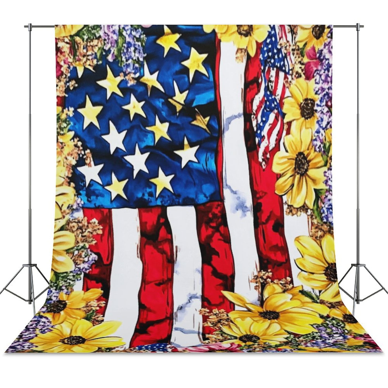 4th of July Spring Wall Backdrop Background Floral Backdrops 5x7FT ...