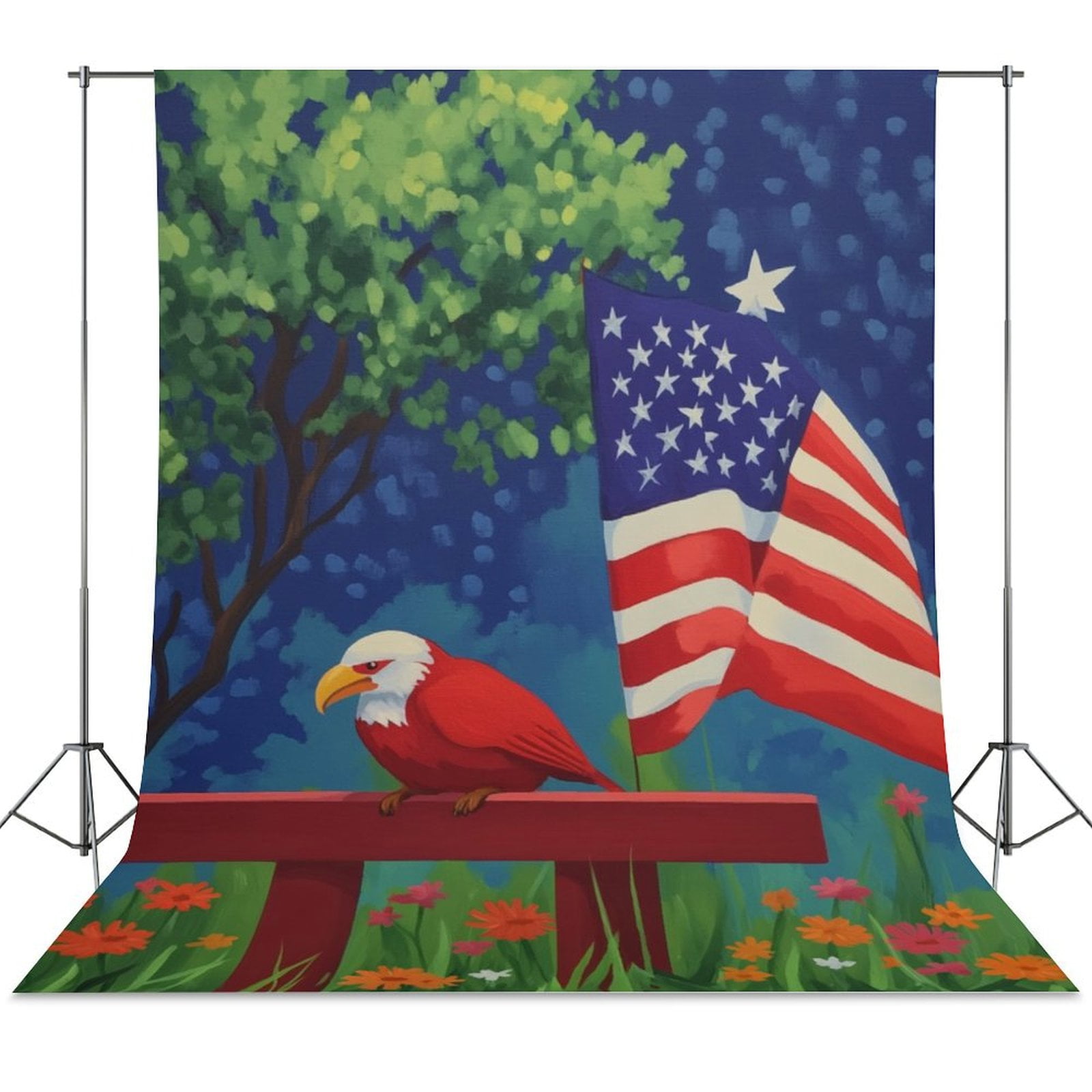 4th of July Spring Wall Backdrop Background Floral Backdrops 5x7FT ...