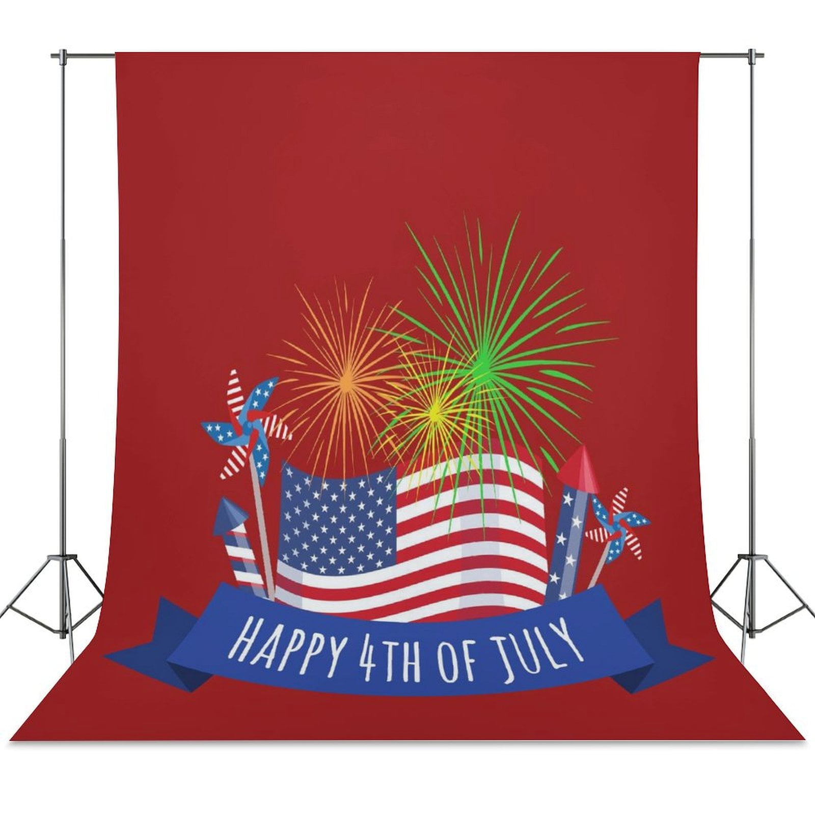 4th of July Spring Wall Backdrop Background Floral Backdrops 5x7FT ...