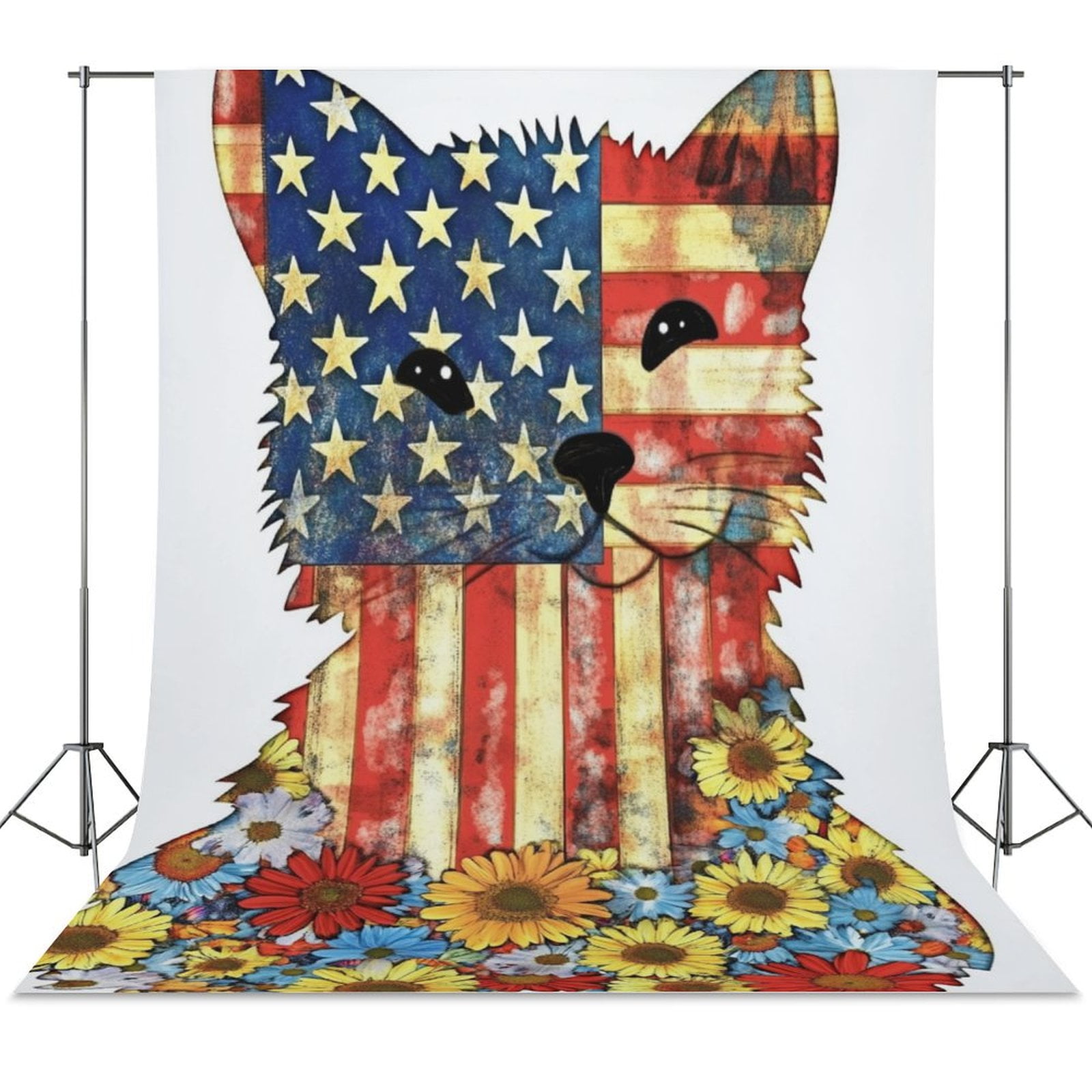 4th of July Spring Wall Backdrop Background Floral Backdrops 5x7FT ...